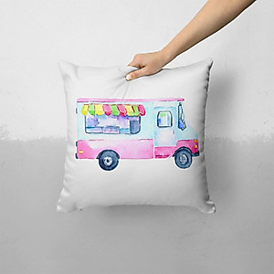 iiRov Summer Mode Ice Cream Truck - Custom Decorative Home Decor Indoor or Outdoor Throw Pillow Cover for Sofa, Bed or Couch Cushion (Pillow CASE Cover ONLY)