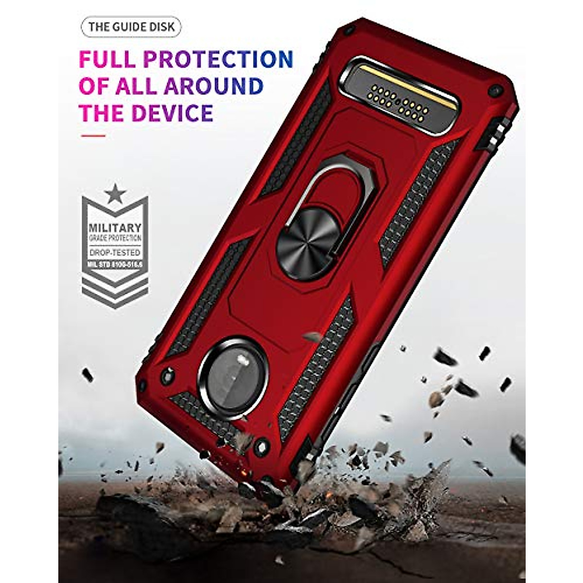 Military Grade Drop Impact for Motorola Moto Z4 Case,Moto Z4 Play Case 360 Metal Rotating Ring Kickstand Holder Magnetic Car Mount Armor Heavy Duty Case Z4 Z4 Play Z4 Force Phone Case (Red)