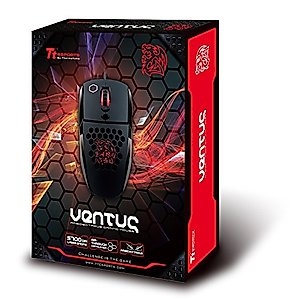 Thermaltake Tt Esports Ventus Ambidextrous Laser Gaming Mouse with 3-Zone Red LED Illumination, 7 Programmable Buttons, 5700 DPI Sendor, Graphical Configuration Interface