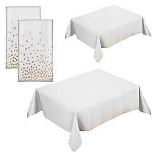 2 Pack Rose Gold Tablecloth Plastic Table Clothes for Rectangle Tables 54" x 108" Party Tablecloth for Bridal Shower Decorations Rose Gold Party Decorations Birthday Tablecloth Table Covers for Party