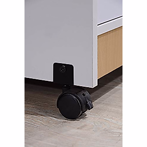 HODEDAH IMPORT Microwave Cart with One Drawer, Two Doors, and Shelf for Storage, White