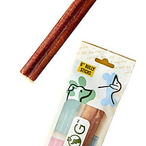AWARDOG 6 Inch and 12 Inch Bully Sticks for Dogs- Single Package - 6" and 12" All Natural Fully Digestible Beef Pizzle Chews -1 Pack (6" Standard | 1 Pack)