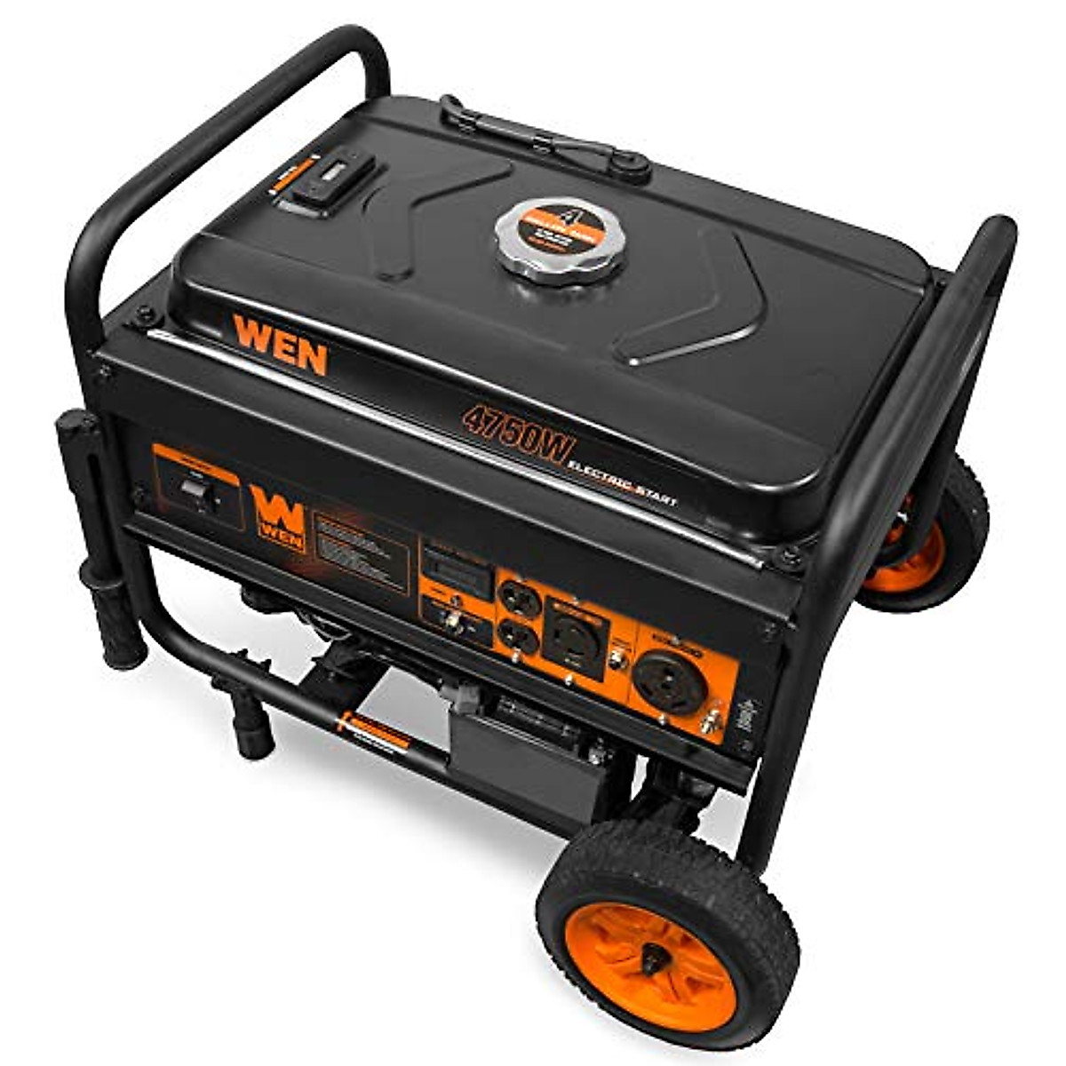 WEN 56475 4750-Watt Portable Generator with Electric Start and Wheel Kit, Yellow and Black