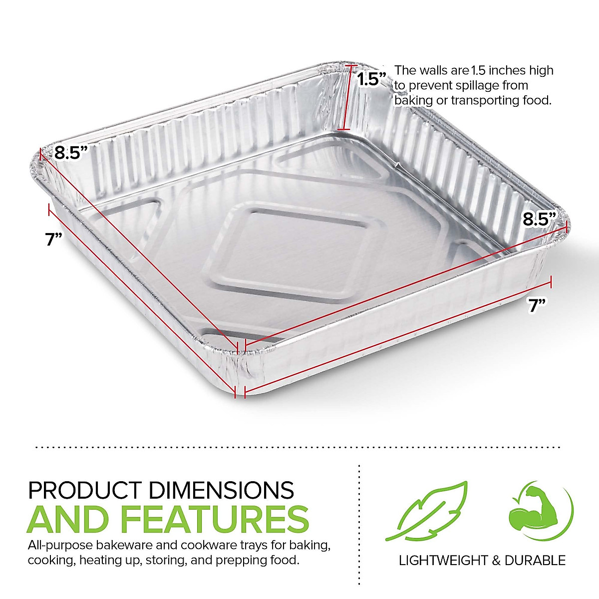 Stock Your Home 9x9 Aluminum Foil Pans - 8.75" L Rim (30 Pack) Square Tins for Toaster Oven- Cooking Lasagna, Casserole, and doing Food Prep - Disposable Baking Pan for Cake or Brownie Dish