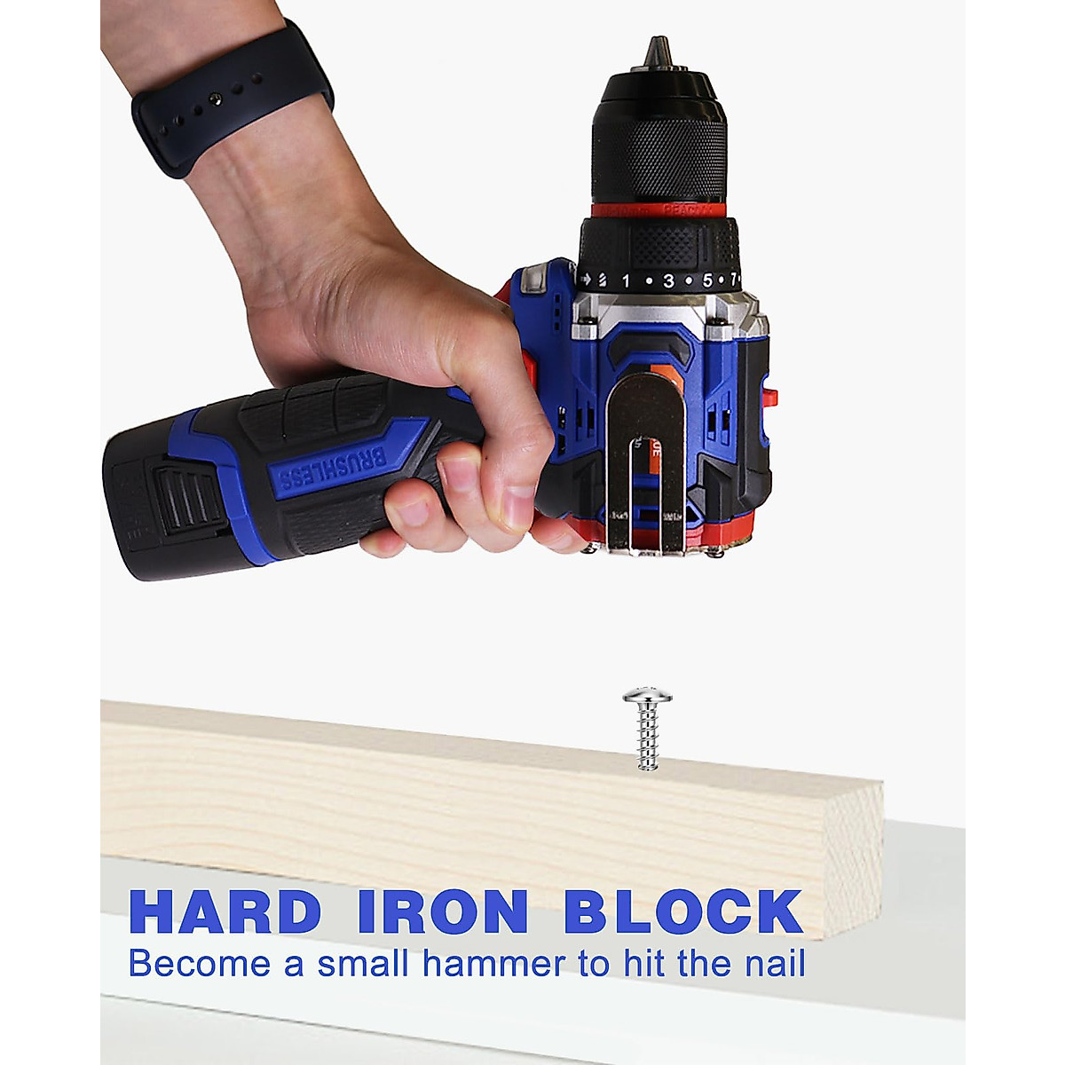 Aspro Cordless Drill, 16.8v Brushless Power Drill Set with Battery and Charger, 2 Variable Speed, 3/8'' Keyless Chuck, Built-In LED, Versatile Small Drills for Electric Drilling and Screwing