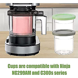 Ice Cream Pints Cup,Ice Cream Containers with Lids for Ninja Creami Pints,Safe & Leak Proof Ice Cream Pints Kitchen Accessories,for NC300S NC299AM Series Ice Cream Maker (2PCS-2)