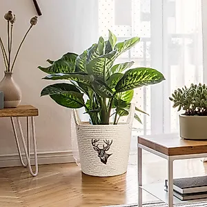 Amasava Storage Baskets 2 Pack, Small Baby Baskets Woven Cotton Rope Decorative Laundry Hampers for Blankets Toys Shoes Plants Clothes Diapers