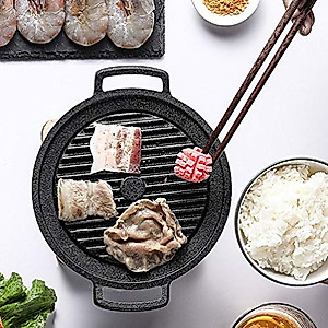 Yardwe Portable Charcoal Grill Japanese Style Charcoal Grill Portable Hibachi Konro Grill Nonstick Die-Cast Aluminum BBQ Stove with Wooden Board for Household Outdoor Camping Cooking Indoor Grill