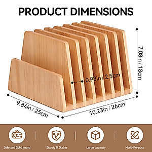 KIRIGEN Desktop File Document Holder Stand 7 Slots Mail Paper Organizer Desk Sorter Holder for File Document Organizer Stand for Home Office Natural (7KWJJ-NA)