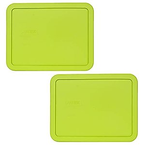 Pyrex 7211-PC 6-Cup Edamame Green Rectangle Plastic Food Storage Lid, Made in USA - 2 Pack
