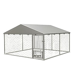Tmsan Dog Kennel Outdoor, Dog House with Waterproof Roof & Secure Lock, Large Dog Crate Fence, Outside Pet Playpen for Chicken, Rabbit, Cat, 10ft