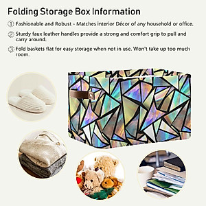 YETTASBIN Iridescent Storage Basket 2pc, Large Collapsible Toys Clothes Organizer, Durable Canvas Storage Bin with Handle for Shelves Closet Laundry Home Office Decor