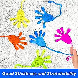 Shindel 48PCS Sticky Hands Party Favors for Kids, Slappy Sticky Hands Stretchy Toys Set for Kids Classroom Prizes, Birthday Party Supplies Carnival Goodie Bag Stuffers