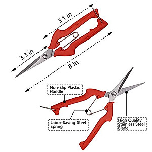 Pruning Shears Garden Clippers Plant Trimming Scissors Branch Bypass Bonsai Hand Pruners Rose Flower Hedge Tree Plant Cutter Small Pofessional Snips Stainless Steel Gardening Tools