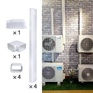 AC Parts 4" W 14Ft Decorative PVC Line Set Cover Kit for Mini Split Air Conditioners, HVAC Heat Pumps 7,000-36,000 BTU Units