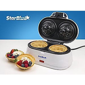 Double Waffle Bowl Maker by StarBlue - White - Make bowl shapes Belgian waffles in minutes | Best for serving ice cream and fruit | Gift ideas 110V 50/60Hz 1200W