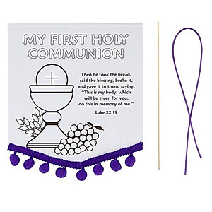 Wowser First Communion Banner Kits, DIY Sunday School or Church Activity, Arts and Crafts for Children, 12 Pack