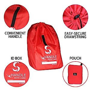 SLYNNAR Car Seat Travel Bag,Red & Car Seat Travel Belt, Orange