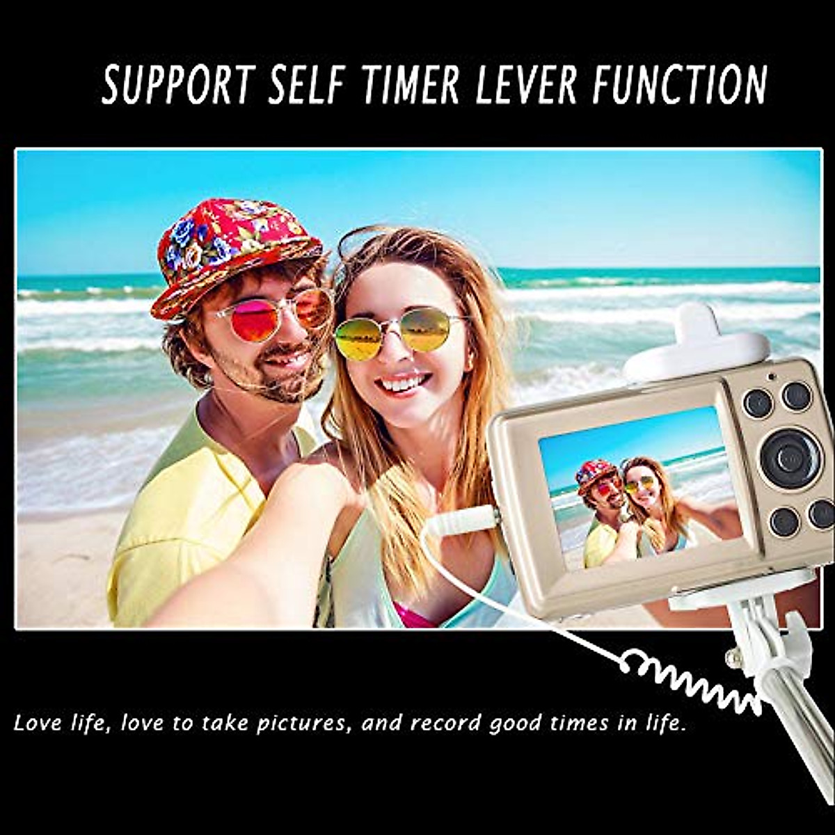 Bibabala Portable Digital Camera, 2.4'' TFT HD Digital Compact Cameras, 16MP Zoom Recording Pocket Camera, Point and Shoot Cameras Mini Camerasfor Kids, Beginners,Teens(Gold)