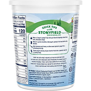 Stonyfield Organic Lowfat Yogurt, Vanilla, 32 oz. – 6g of Protein, Multiserving Yogurt