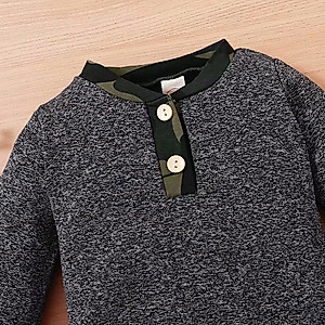 6-12 Months Boy Clothes Toddler Infant Boys Girls Outfit Long Sleeve Plaid Tops + Pants Outfit Set 2Pcs, Camouflage Outfit 6-12 Months/90cm