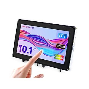 waveshare 10.1inch Capacitive Touch Screen LCD with Case Compatible with Raspberry Pi 4B/3B+/3A+/2B/B+/A+/Zero/Zero W/WH/Zero 2W CM3+/4 1024×600 Resolution HDMI Supports Jetson Nano/Windows