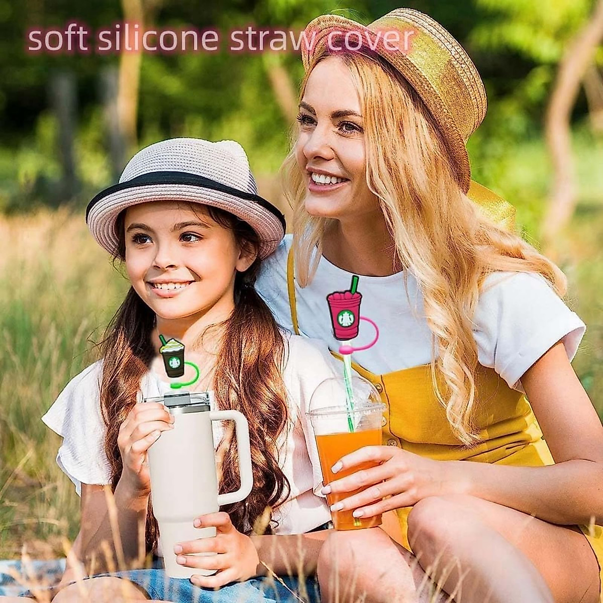 8mm Straw Covers Tips for Stanley Cup, 6Pcs Reusable Drinking Stanley Straw Topper, Splash Proof Straw Protector, Straw Cover Cap for Stanley Cup Accessories。