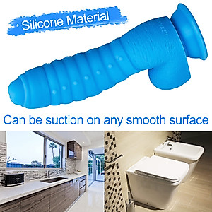 LZYAA Realistic Dildo, Liquid Silicone Material No Any Smell Adult Sex Toys Penis, Strong Suction Cup for Hand-Free 2 Balls G-Spot Vaginal Discreet Package(Blue)