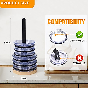 ZUJJAFY Bamboo Tumbler Lid Organizer - Vertical Storage for Up to 10 Cup Lids, Clutter-Free Kitchen Cabinets and Countertops Organization