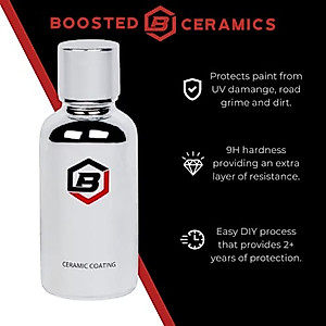 Boosted Ceramics 9H Nano Ceramic Coating Kit - Hydrophobic Professional Coating Kit - Si02 Protection for Cars, Trucks, Motorcycles, RV & Boat