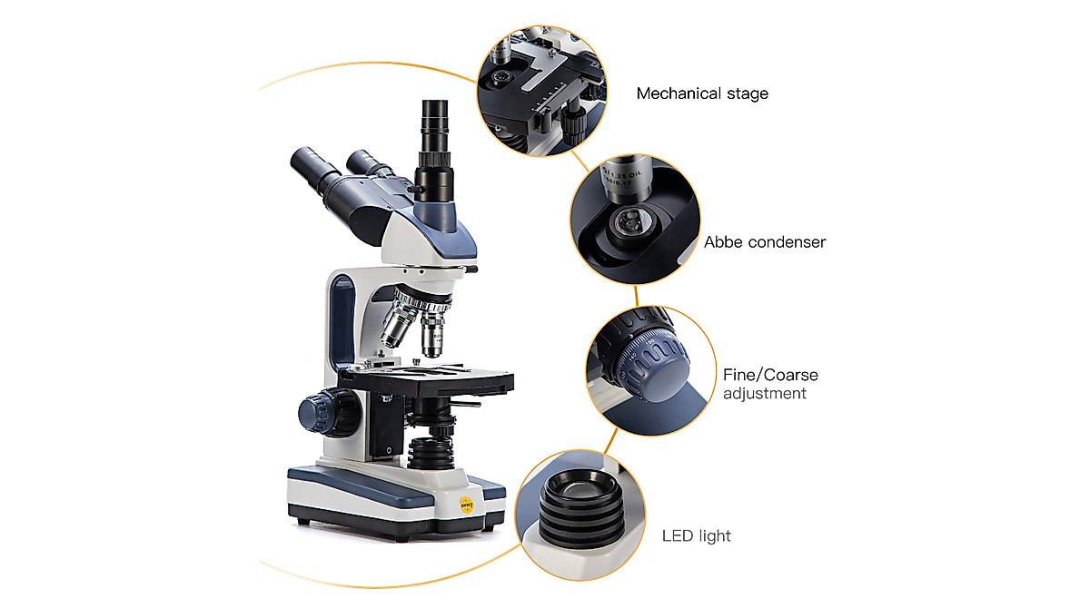 Swift SW350T Trinocular Microscope - 40X-2500X Magnification for ...
