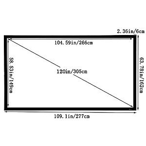 ShowMaven 100in /120in Fixed Frame Projector Screen, Diagonal 16:9, Active 3D 4K Ultra HD Projector Screen for Home Theater or Office (120inch)