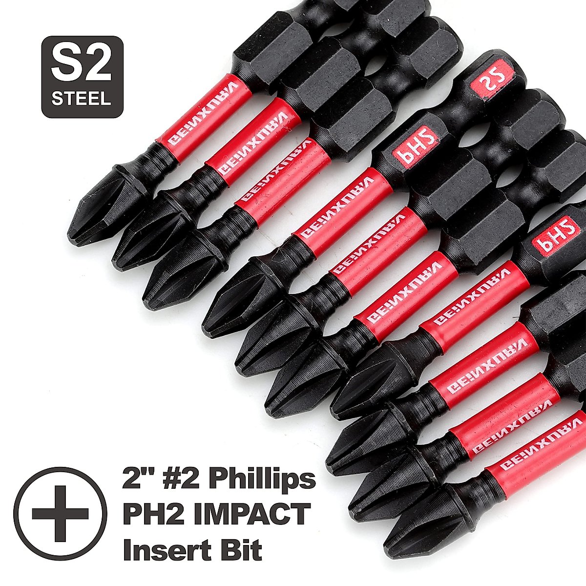 Geinxurn Impact Tough #2 Phillips 2 in. Insert Driver Bits,50Pack PH2 Screwdriver Bits Set with 1Pcs Impact Bit Holder,Bulk