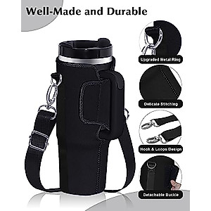 OriJoy Cup Holder Pouch Protector Sleeve Bag for Stanley Quencher H2.0 & Adventure 40 oz Tumbler with Handle, Neoprene Carrier with Strap