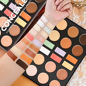 Cream Contour Concealer Palette,DE'LANCI 18 Color Contour Highlighting Makeup Palettes Kit,Contouring Pallet for Dark Circles,Redness,Natural Concealing Foundation Full Coverage,Cruelty Free