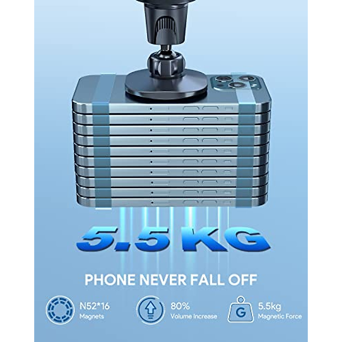 Victdom for MagSafe Car Mount [20 Strong Magnets] Magnetic Phone Holder for Car [Stable Metal Hook Clip] iPhone Car Mount for Vent Fit iPhone 14/13/12 Series and All Phones Metal Rings Included