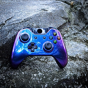 eXtremeRate Custom Design Unique Chameleon Purple Blue Glossy Top Shell Case Front Housing Replacement Faceplate Kits Xbox One Remote Controller Cover - Controller NOT Included