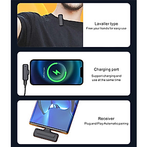 Wireless-Lavalier-Microphone Charging-Case for iPhone - ipad YouTube TikTok Podcast Video Recording Conference Vlogging Church Interview Teaching 2 in 1 Plug-Play Mic
