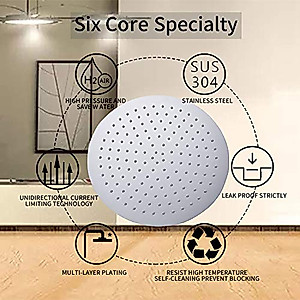 GGStudy Round 12 Inch Stainless Steel Shower Head - Rain Style Shower Head Brushed Nickel