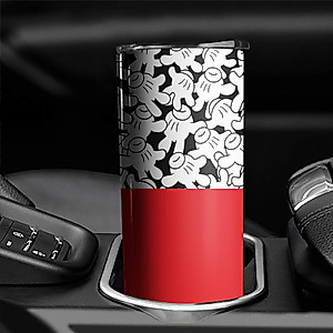 thmasamwr Cute Mouse Skinny Tumbler With Straw and Lid, Stainless Steel 20oz Insulated Coffee Travel Mug, Cartoon Mouse Gifts Cups for Women and Girls