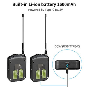 BOYA UHF Wireless Lavalier Microphone with 48-Channel, BY-WM6S, Broadcast Sound Quality and Integrity of Audio, Built-in Rechargeable Battery for Smartphone, Tablets, DSLR Camera, Sony Camcorder