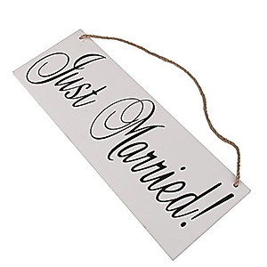 ULTNICE Wooden JUST MARRIED Signs Decor with Hanging Rope for Wedding Engagement Propose