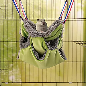neolun Rat Ferret Cage Hammock Bedding Small Pet Cage Accessories Toy Triple-Layer Hammock Bedding for Hamster Guinea Pig Rat Ferret Chinchilla Playing Sleeping(Light Green)