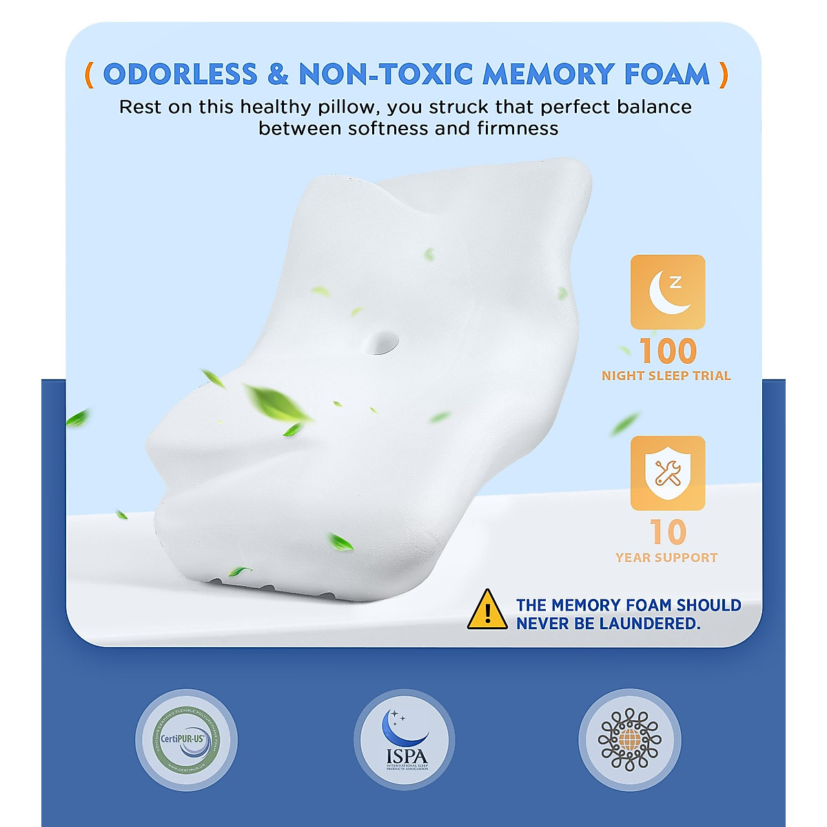 Osteo Cervical Pillow for Neck Pain Relief, Hollow Design Odorless Memory Foam Pillows with Cooling Case, Adjustable Orthopedic Bed Pillow for Sleeping, Contour Support for Side Back Sleepers