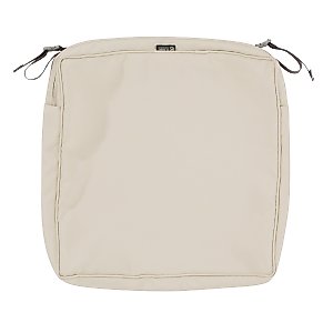 Classic Accessories Montlake FadeSafe Water-Resistant 25 x 27 x 5 Inch Rectangle Outdoor Seat Cushion Slip Cover, Patio Furniture Chair Cushion Cover, Antique Beige, Patio Furniture Cushion Covers
