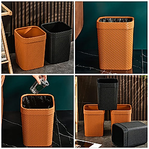 LIFKOME Orange Rattan Round Trash Can, Durable, Convenient, Impact Resistant, Can Be Used for a Long Time