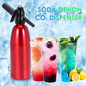 Mlijzard Sparkling Water Maker,1Liter Soda Siphon,Seltzer Water Maker,Carbonated Water Machines for Home Club Making Fresh Soda Water Cocktails DIY Soda Drink,Use 8g CO2 Cartridges(Not Included),Red