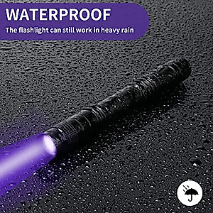 COSOOS 2 UV Black Light Flashlight, 2 Pack 395nm Mini Pen Light with Clip, Waterproof Ultraviolet Flashlight for Leak, Pet Urine, Scorpion, Hotel Inspection, Dry Stain and Bed Bug.