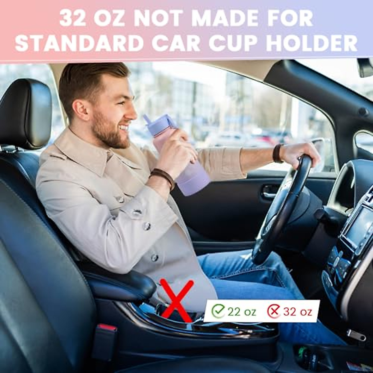 lexlion Water Bottle 32oz, Triple Walled Insulated Stainless Steel Reusable Bottle, Silicone Sleeve, 2 Lids (Spout lid & Straw lid w/2 straw), Metal Mug Gallon, BPA Free, Pinky