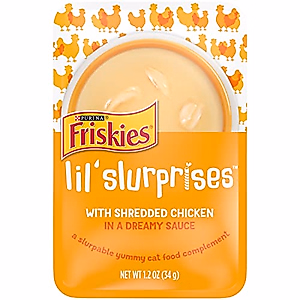 Purina Friskies Wet Cat Food Complement, Lil’ Slurprises With Shredded Chicken in a Dreamy Sauce - (16) 1.2 oz. Pouches